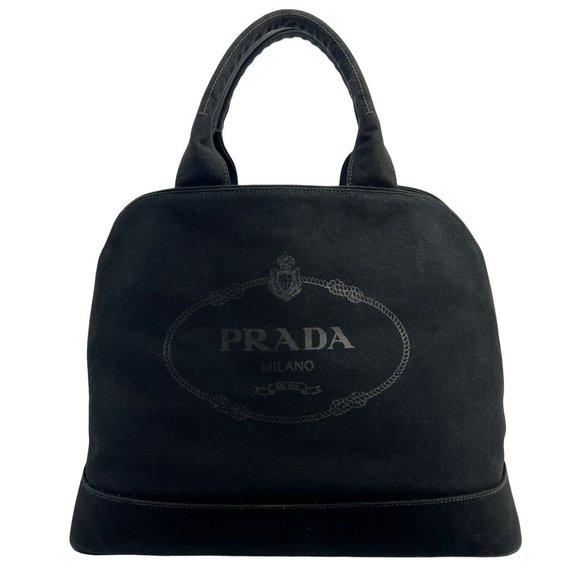 Prada | Bags | Prada Canapa Logo Jacquard Canvas Handbagtoteboston Bag ...